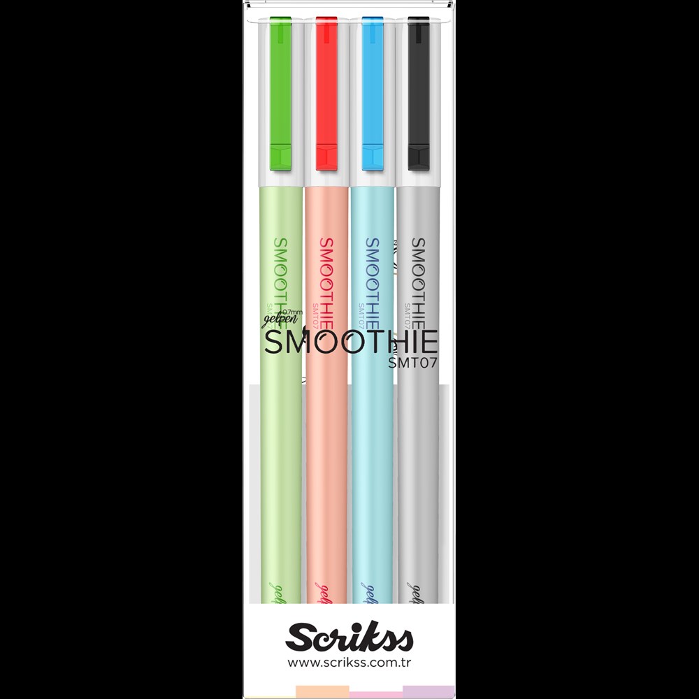 Smoothie Jel Kalem 0.7 mm 4'lü Blister Karışık Renk Set 1 | Scrikss